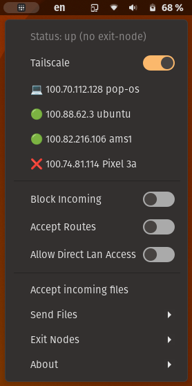 Tailscale Status Gnome Shell Extensions
