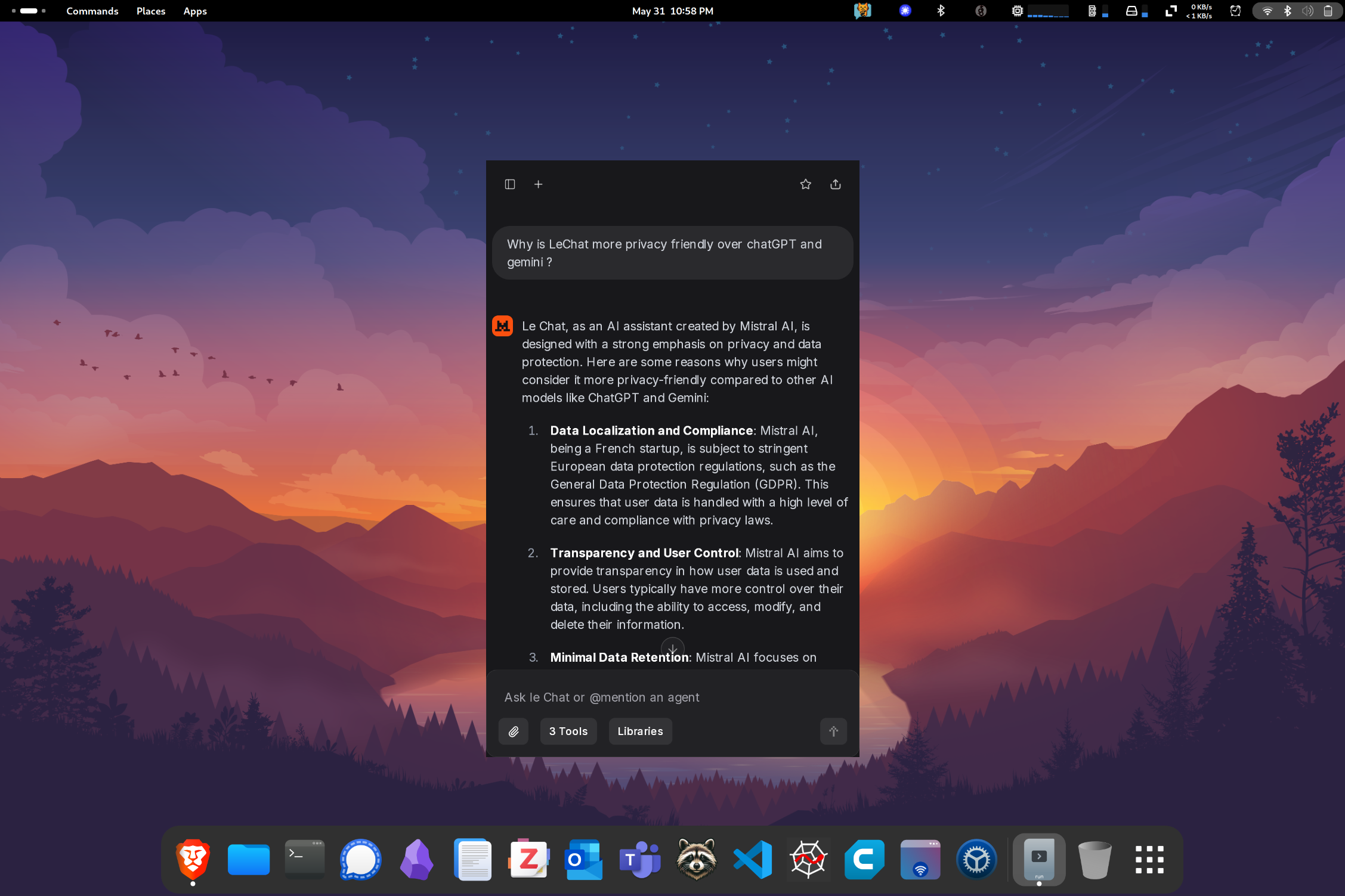 Review "LeChat for Gnome Desktop" version 1 - GNOME Shell Extensions